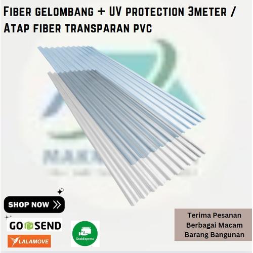 Jual Fiber gelombang + UV protection 3meter / Atap fiber transparan pvc ...