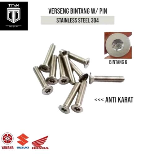 Jual (10Pcs) Baut Verseng torq m4 x 12 / Baut countersunk w / pin m4 x ...
