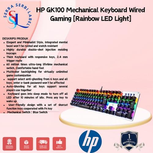 Jual HP GK100 Mechanical Keyboard Wired Gaming [Rainbow LED Light ...