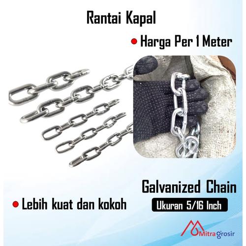 Jual Rantai Besi Kapal Galvanized 8 MM 5/16 Inch 1 Meter / Rante Rantai ...