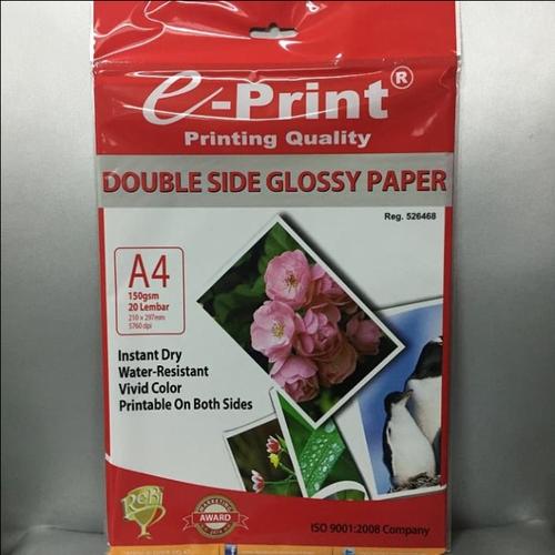 Jual e-Print Double Side Glossy Paper A4 150gsm 20Lembar Kertas Foto 2 ...