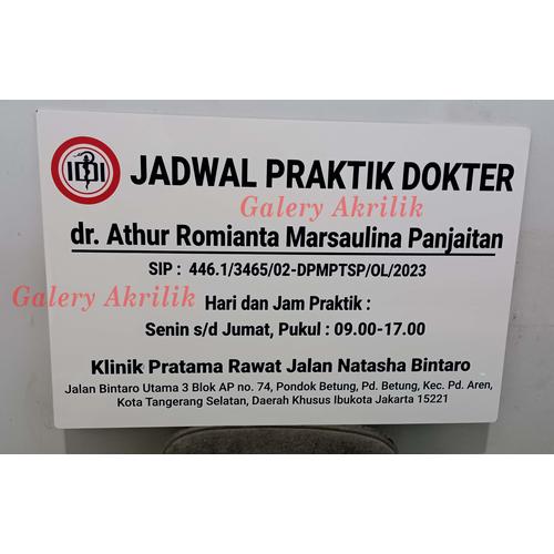 Jual Akrilik Papan Plang Dokter, Sign Label Acrylic Sign Board Acrylic ...