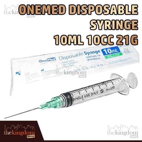 Jual Onemed Disposable Syringe 10ml 10cc 21G Spuit Sterile Jarum Suntik ...