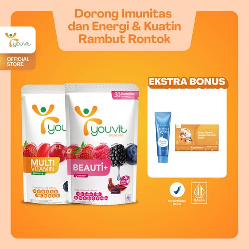 Promo Youvit Beauti+ & Multivitamin Dewasa 30 Hari untuk Rambut Rontok ...