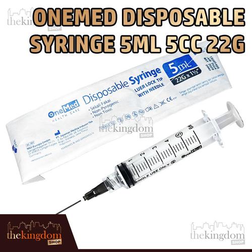 Jual Onemed Disposable Syringe 5ml 5cc 22G Spuit Sterile Jarum Suntik ...