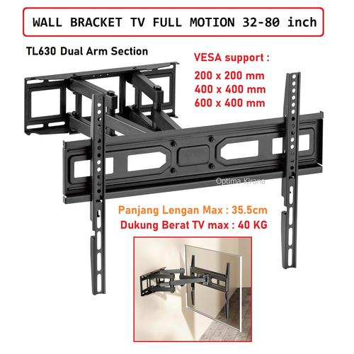 Jual Wall Mount Bracket Dinding Tembok Full Motion Dual Arm 2 Lengan ...