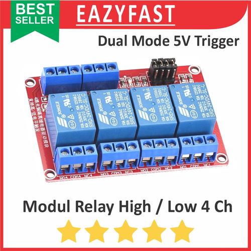Jual Modul Relay Active Aktif High Low Level Trigger 4Ch 4 Ch Chanel ...