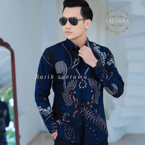 Jual Batik pria Biru Navy DEWANGGA Katun premium solo berlapis furing ...