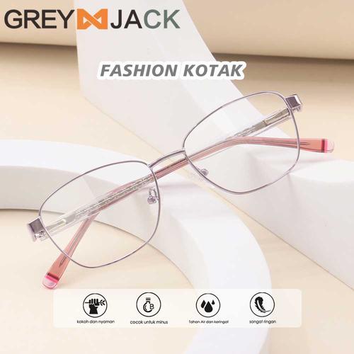 Promo Grey Jack Kacamata Kotak Semi Cat Eye TR+Metal Ringan Wanita ...