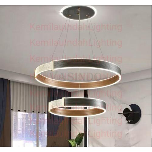 Promo SL10882/8809 (2,4G) LAMPU GANTUNG HIAS 2 RING LED MINIMALIS MODERN ELEGAN RUANG TAMU MEJA ...