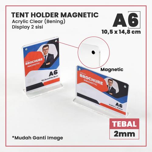 Jual Tempat Brosur Akrilik / Tempat Qris Barcode Magentic A6 - Potrait ...