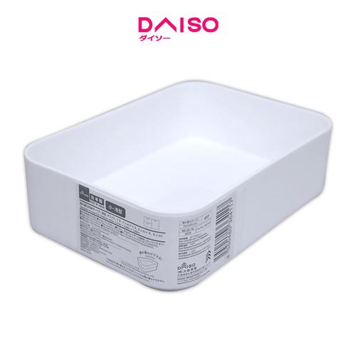 Jual Daiso Stackable storage box (shallow white 4.21in x 5.98in x 1 ...
