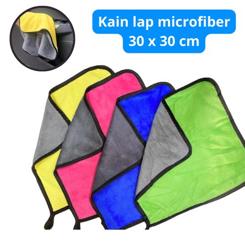 Jual Kain Lap Microfiber 30 x 30 / Kain Lap Mobil 2 Warna Tebal - Biru ...