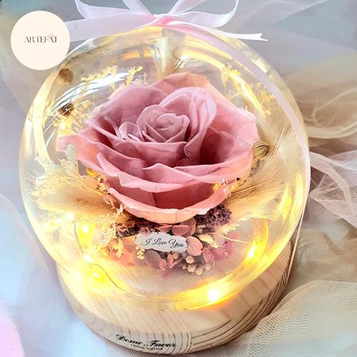 Jual bunga valentine led flower dome preserved rose bunga kaca dried ...