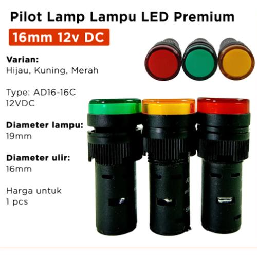 Jual Pilot Lamp Diameter 16mm 12v AC DC 12 Volt Indikator Panel Listrik ...