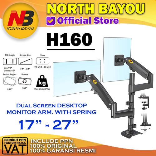 Promo NB H160 h 160 Gas Spring LCD LED 17-27" Dual Monitor Holder Arm ...