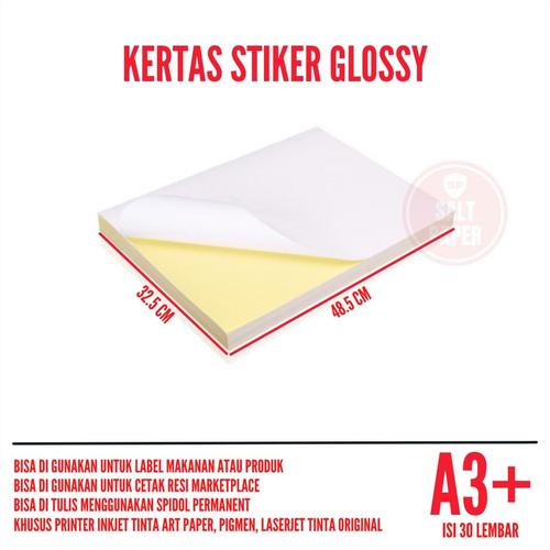 Jual Kertas Stiker A3 Plus Glossy 30 Lembar / Kertas Stiker Chromo A3 ...