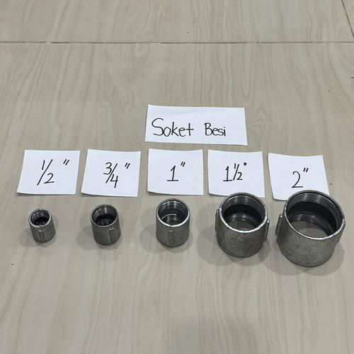 Jual (HARGA 1buah ) Soket besi galvanis 1/2”, 3/4", 1", 1-1/2", 2" inci ...