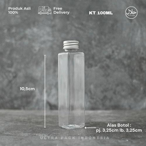 Jual BOTOL PET KOTAK KT 100ML CLEAR & TUTUP ULIR ALUMINIUM SILVER - Kota Tangerang - ULTRA PACK ...