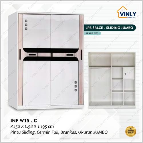 Promo Lemari / Lemari Pakaian Besi / Lemari Pakaian Besi 2 Pintu Sliding JUMBO - INF W15E - Kota ...