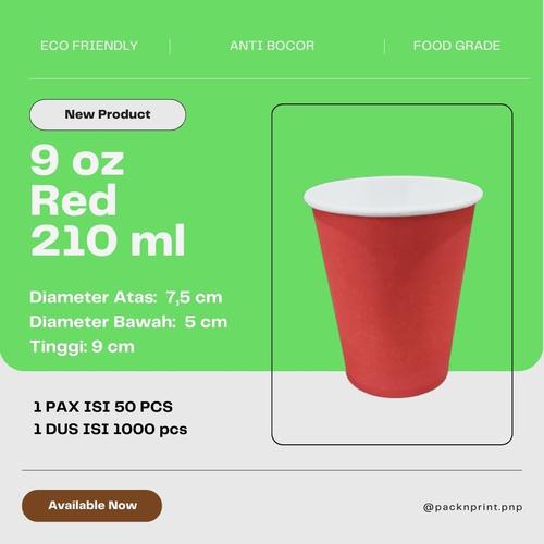 Jual Paper Hot Cup Gelas Kertas 9 oz 210 ml Merah isi 50 pcs - Kab ...