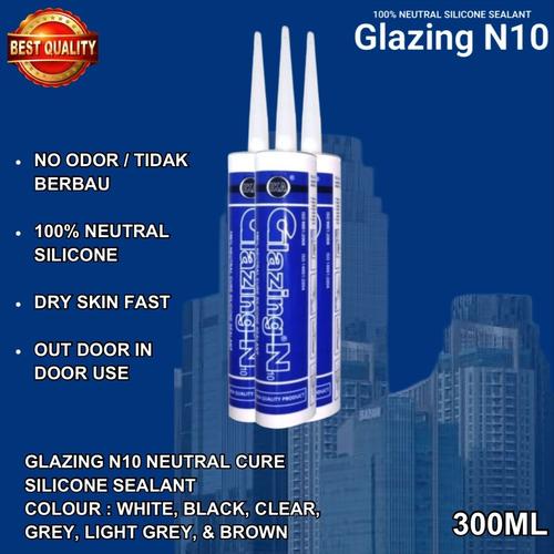 Jual Lem Kaca Sealant Netral/Silicone Sealant Neutral/GLAZING N10 300ml ...