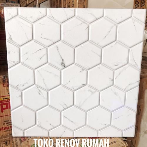 Jual Keramik 40x40 putih motif hexagon (doff/mate)/ keramik hexagon putih/ keramik lantai kamar ...
