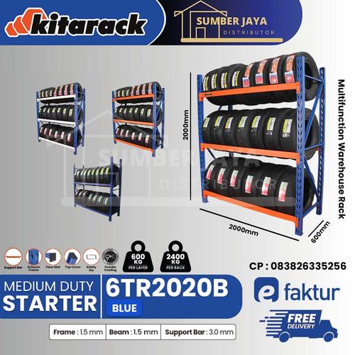 Jual Rak Ban Kitarack 6TR2020 - Rak Besi Starter Frame Biru Tire Rack ...