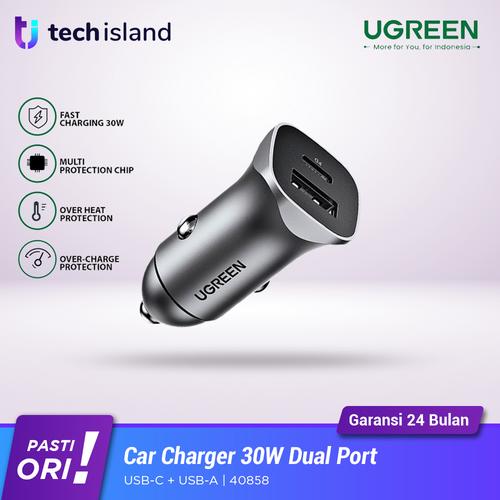 Promo Ugreen Car Charger 30W 20W USB-C+USB-A 18W Fast Charging QC PD ...