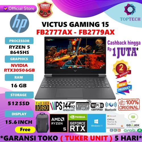 Promo Hp Gaming Victus 15 fb2777ax fb2779ax Ryzen 5 8645HS 16GB 512GB ...