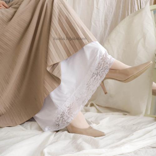 Promo Rok Daleman Wanita Katun Rayon Renda Panjang / Inner Rok Rayon ...