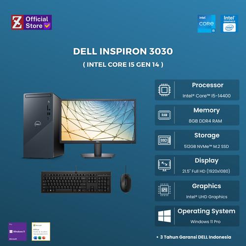 Promo DELL Inspiron 3030 Intel Core i5-14400 8GB RAM/512GB SSD 21.5'' Full HD Windows 11 Pro 3Y ...