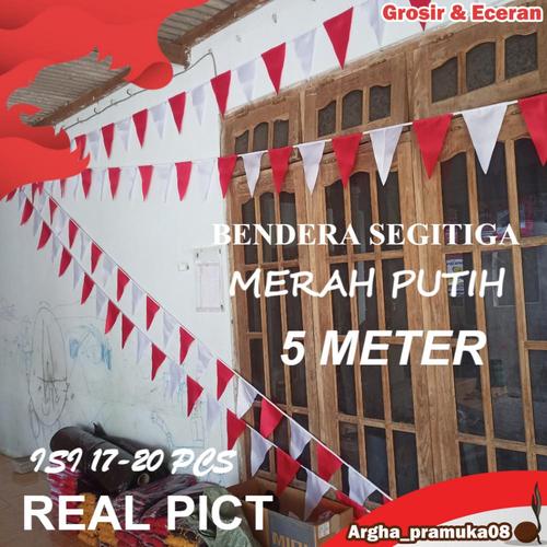 Jual Bandera Segitiga Merah Putih Renteng Bendera Hias Warna Warni / Bunting Flag Bahan Kain ...