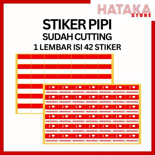 Jual (1 Lembar 42pcs) Stiker Pipi Bendera Merah Putih, Tempel Pipi ...