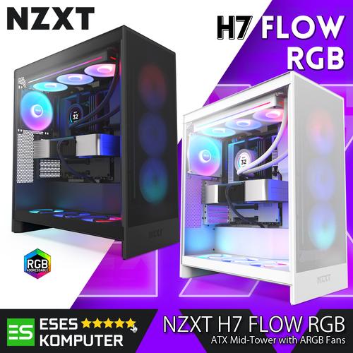 Promo Case NZXT H7 FLOW RGB Black / White ATX Mid-Tower Airflow Case ...
