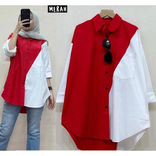 Jual KEMEJA MERAH WANITA EDISI 17 AGUSTUS TAHUN 45 - KEMEJA KEMERDEKAAN ...