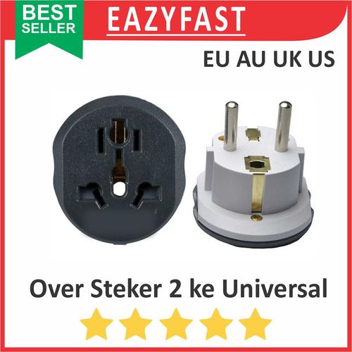 Jual Over Steker Stop Kontak 2 ke to 3 Adapter Converter Konverter ...