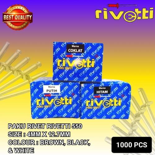 Jual Paku Rivet Rivetti 550 Warna:Putih/Coklat/Hitam 4mm x 12.7mm isi ...