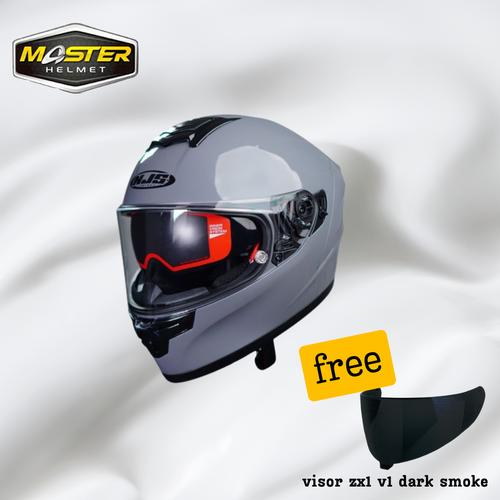 Jual HELM NJS FULL FACE NJS ZX-1 SOLID STONE GREY NJS ZX ONE NJS ZX1 ...
