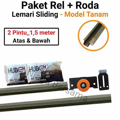 Jual Rel Sliding Lemari 2 Pintu 1,5 Meter Model Tanam Plus Roda Geser SD 753 Huben - Kab ...