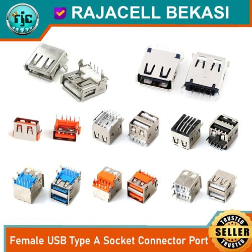 Jual Konektor Soket USB Female type A USB 2.0 3.0 Socket Connector Port ...