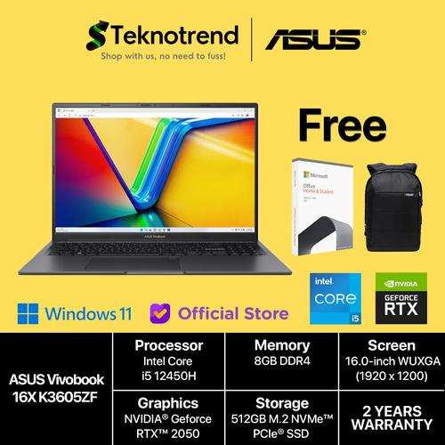 Promo ASUS Vivobook 16X K3605ZF i5-12500H RTX2050 8GB 512GB SSD 16 ...