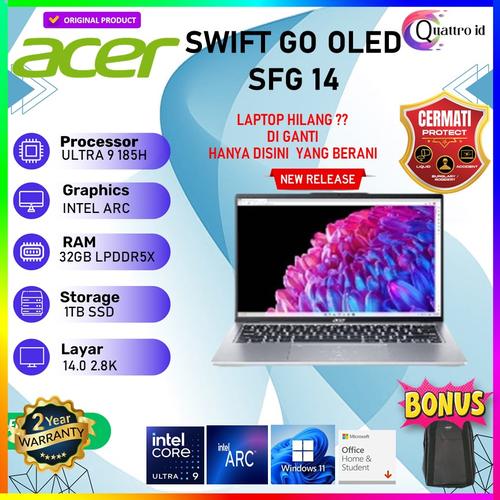 Jual Acer swift go oled SFG14 Ultra 9 185H Ram 32 GB 1TB W11 14.0 2.8K - LAPTOP - Kab. Tangerang ...