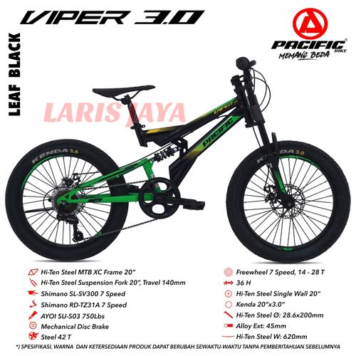 Jual Sepeda pacific mtb anak viper 3.0 7 speed 20" full suspension MTB ...