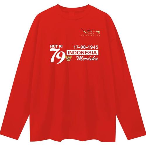 Jual Lengan Panjang Kaos Hut 79 Peta RI Kaos Terlaris 17 Agustus 1945 79 Kemerdekaan Indonesia ...