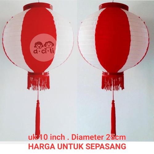 Jual SEPASANG Lampion + Rumbai Lipat Merah Putih Kain Dirgahayu 17 ...