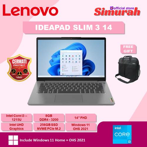 Promo Lenovo Ideapad Slim 3 14 Intel Core i3 1215 Ram 8GB SSD 256GB ...