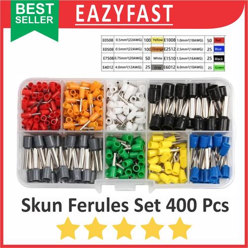 Jual Skun Kabel Terminal Listrik Ferrules Set 400 Pcs Sekun Ferules ...