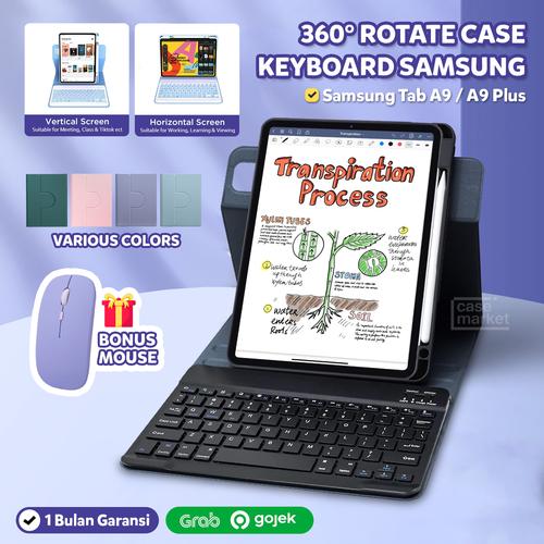 Jual Rotate Keyboard Case for Samsung Tab A9 A9 Plus Casing Slot Pen ...