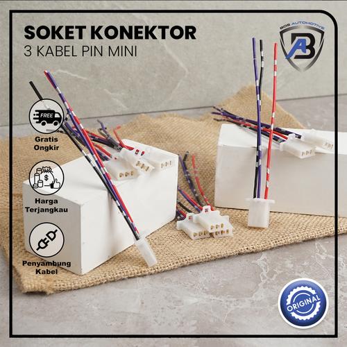 Jual Soket Sambung 3 Pin Kecil / Mini Socket Kabel Konektor Mobil Motor ...